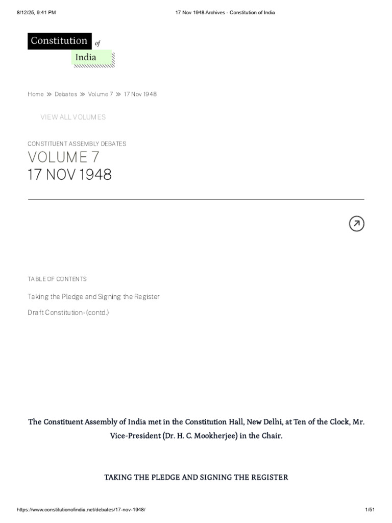 17 Nov 1948 Volume 7 Constitution Assembly Debates | PDF | Bill (Law ...