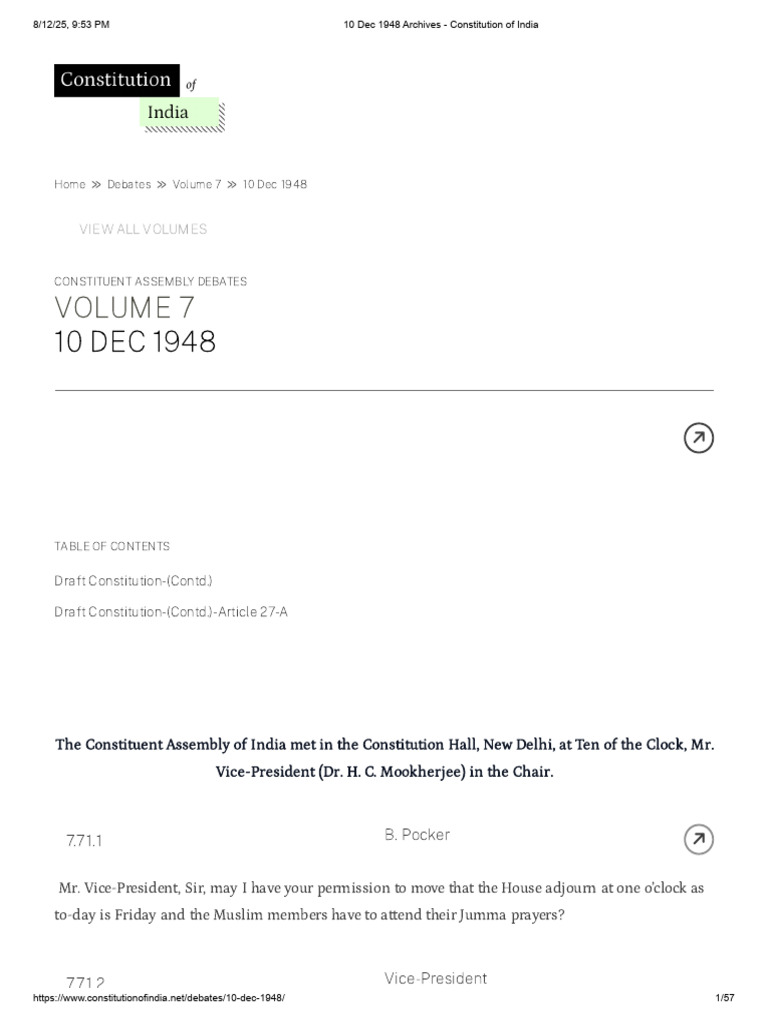 Draft Constitution Debates: 10 Dec 1948 | PDF | American Government ...