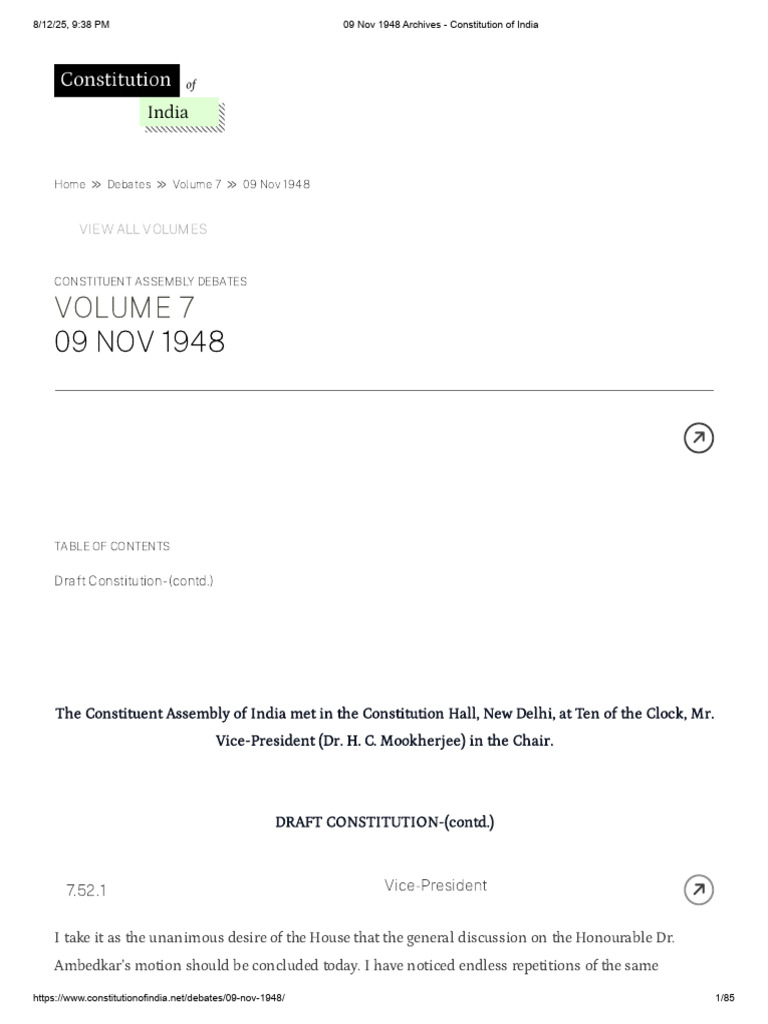 09 Nov 1948 Volume 7 Constitution Assembly Debates | PDF | Democracy ...