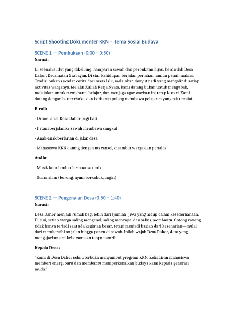 Script Film Dokumenter KKN | PDF