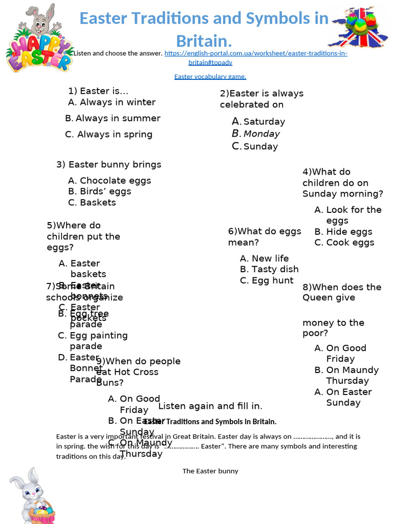 Easter Traditions and Symbols in Britain 134453 | PDF | Easter | April ...