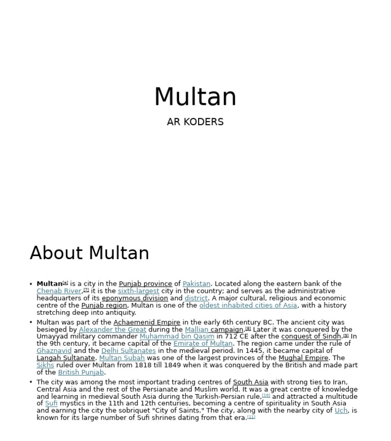 Multan: Historical City of Saints | PDF