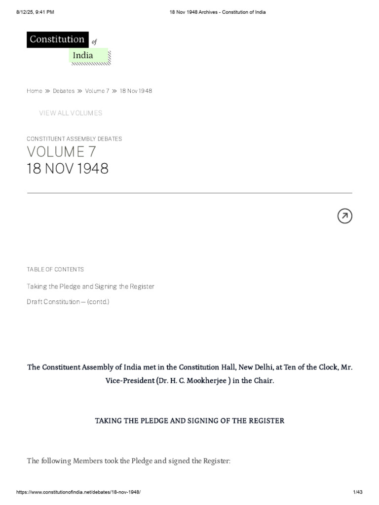 18 Nov 1948 Volume 7 Constitution Assembly Debates | PDF | Sovereignty ...