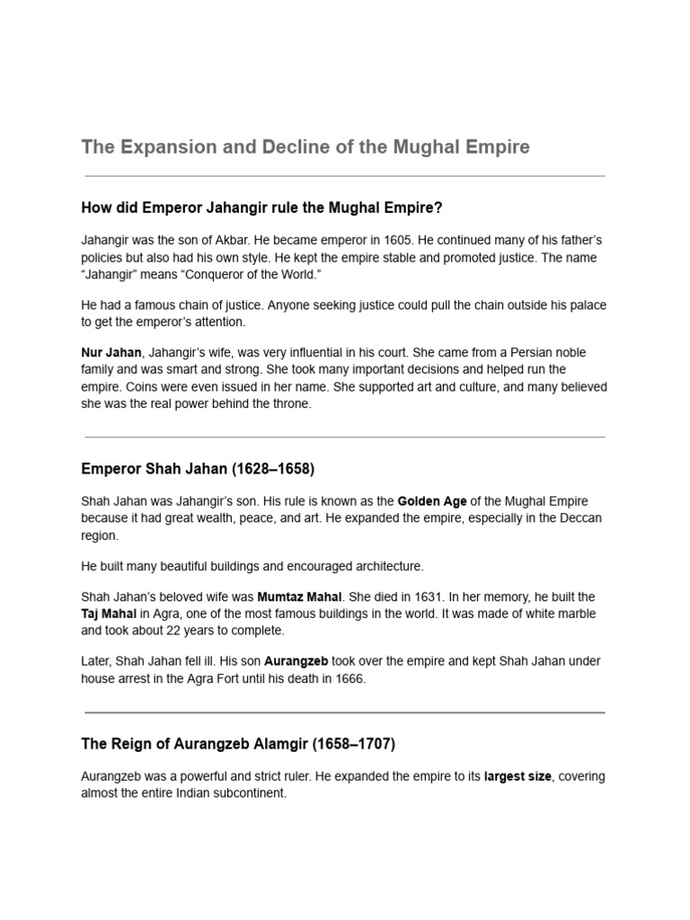 Mughal Empire: Rise, Reign, Decline | PDF | Mughal Empire