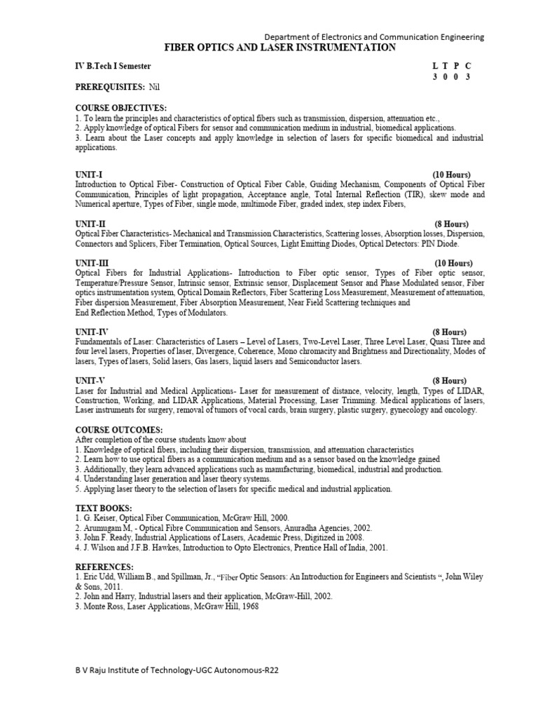 FOLI Syllabus | PDF | Optical Fiber | Laser