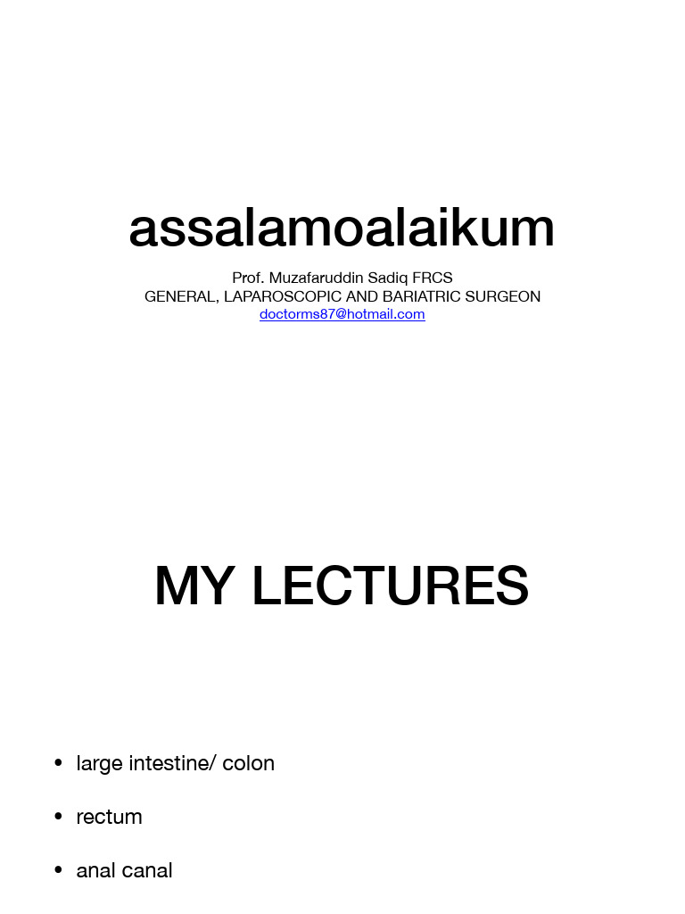 DR Muzaffar - 1. Introduction To Colorectal Diseases | PDF | Large ...