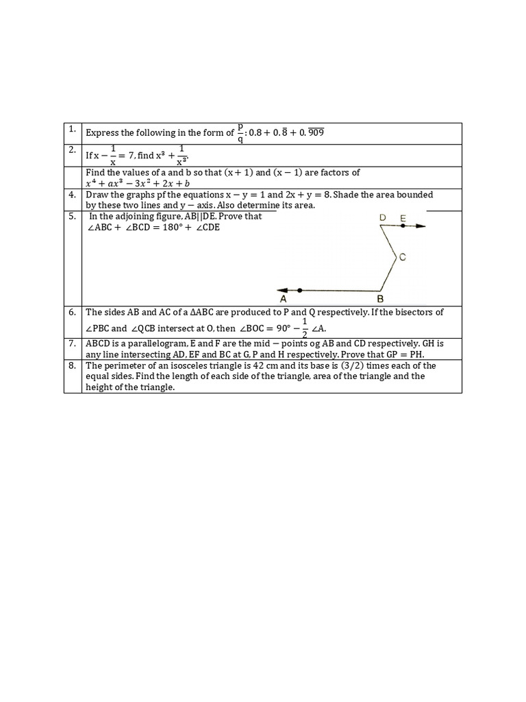 Gr9 Math Midterm 2 | PDF