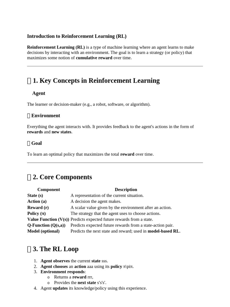 Introduction To Reinforcement Learning (RL) | PDF | Artificial ...