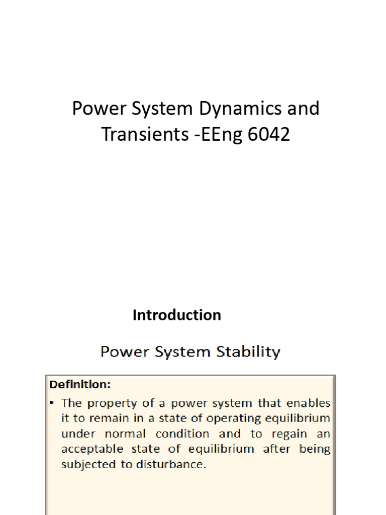 1 - 2 - Power System Dynamics and Transients - 2 | PDF | Physics ...