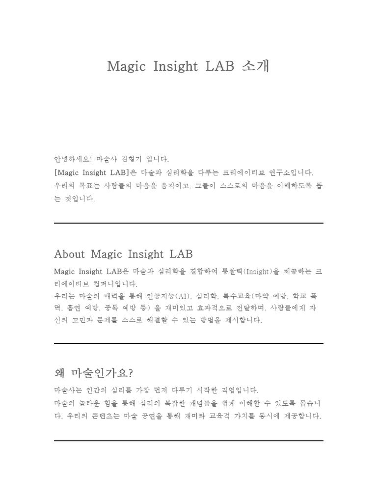 Magic Insight LAB 회사 소개 | PDF