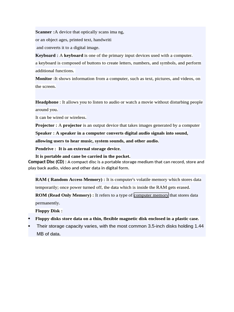 Essential Computer Input and Output Devices | PDF