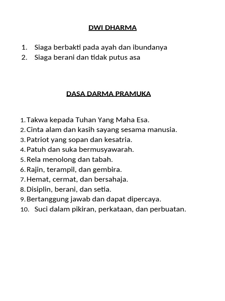 Dwi Dharma dan Dasa Dharma Pramuka | PDF