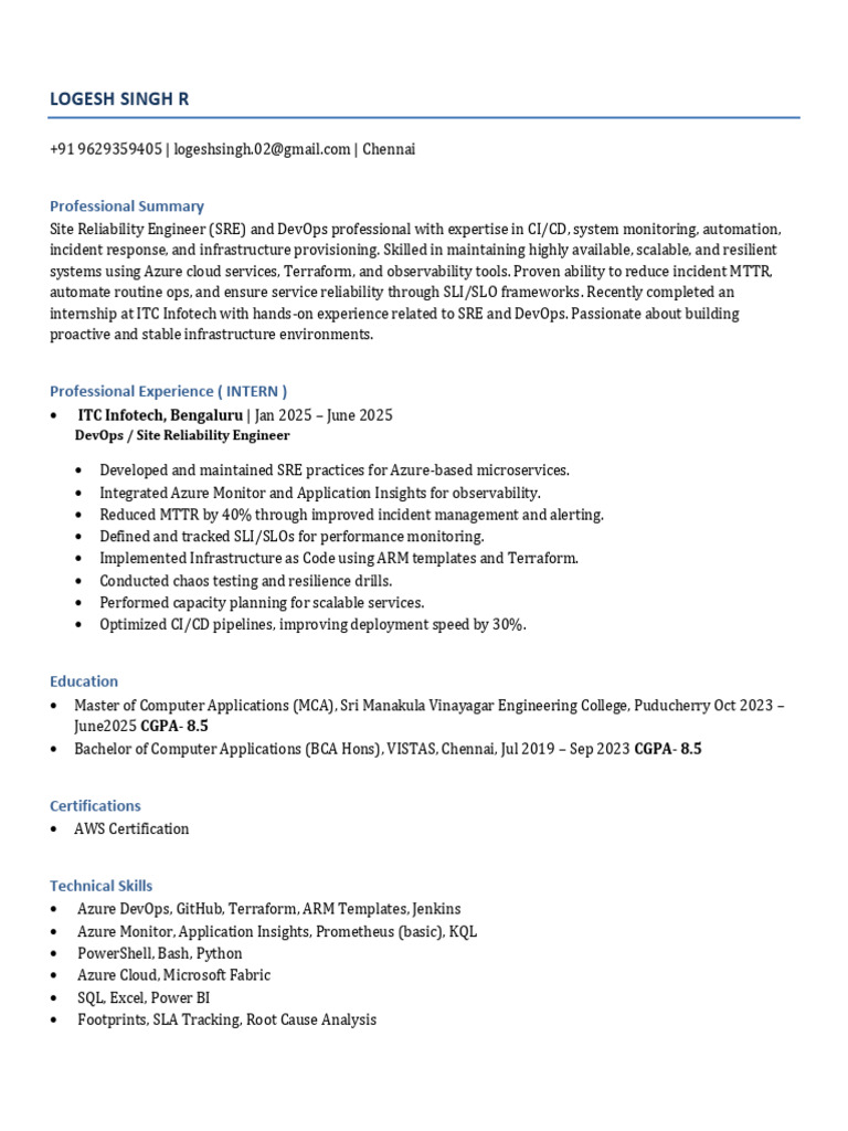 Logesh Singh Resume | PDF