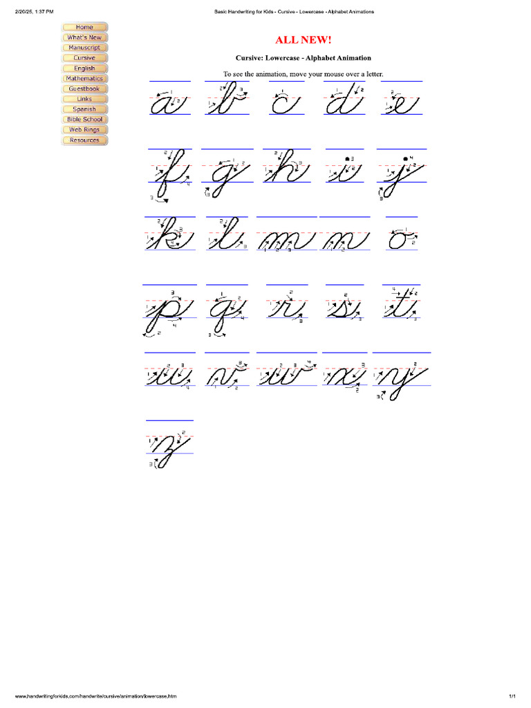 Basic Handwriting For Kids Cursive Lowercase Alphabet Animations | PDF