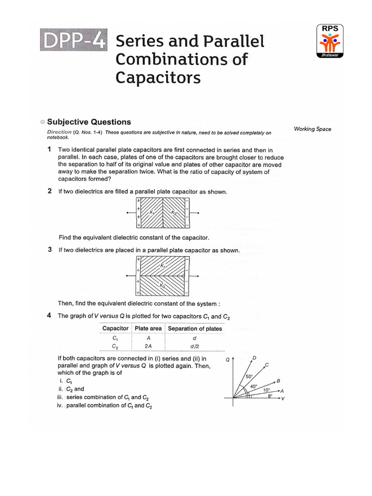 DPP 4 - Series & Parallel Combinations of Capacitors | PDF