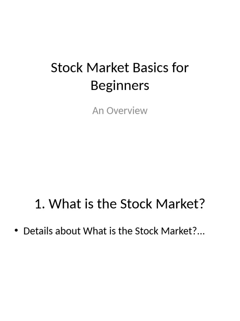 Stock Market Basics For Beginners | PDF