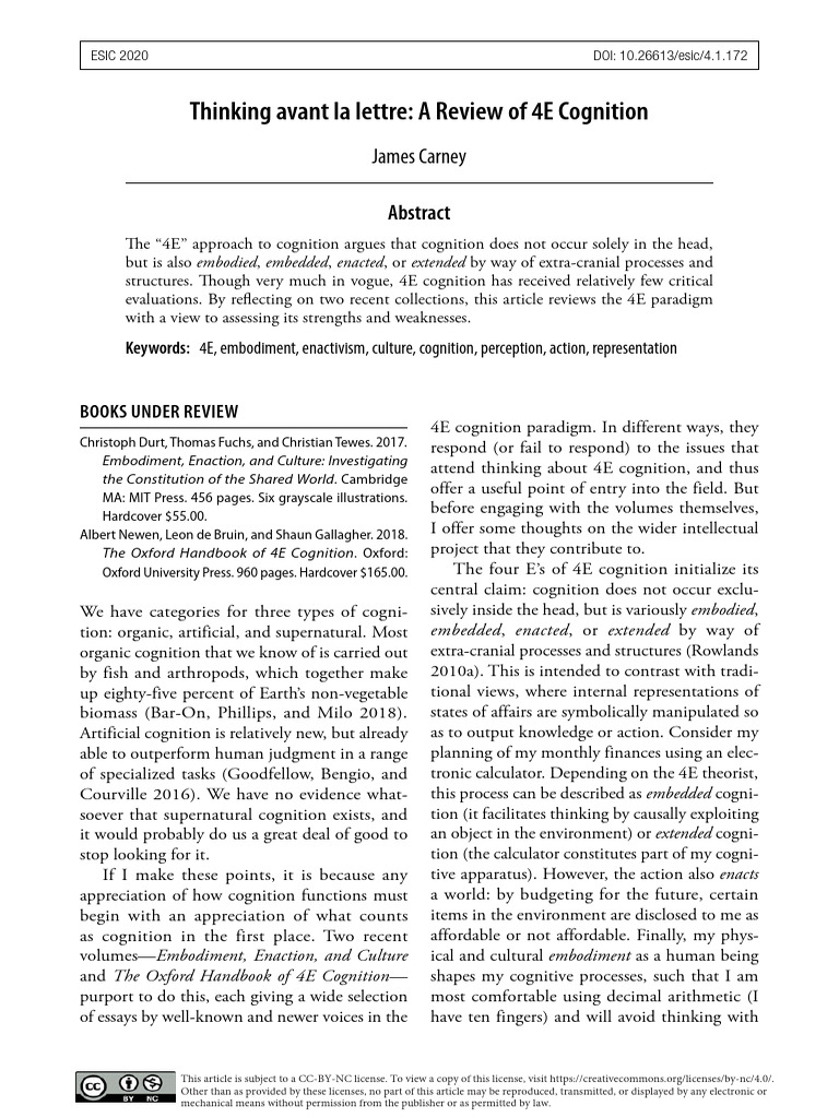 Review of 4E Cognition Paradigm Insights | PDF | Artificial ...