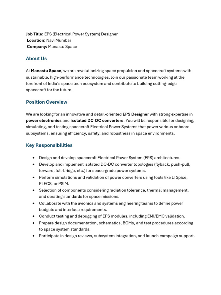 EPS Designer - Manastu Space | PDF | Power Electronics | Electronics