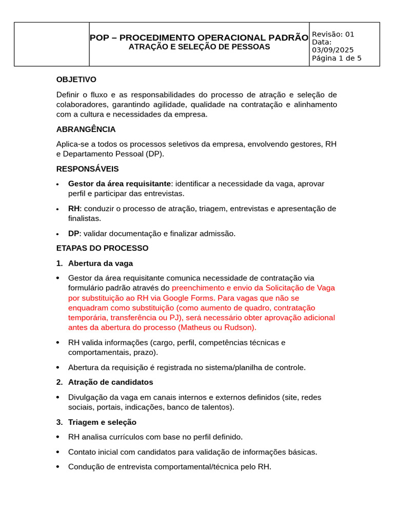 Procedimento de Seleção de Colaboradores | PDF | Gestão de recursos humanos