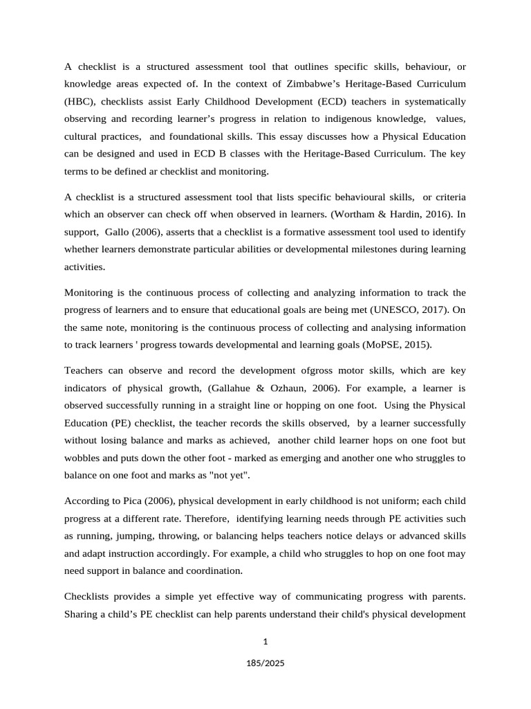 A Checklist is-WPS Office | PDF | Educational Assessment | Learning