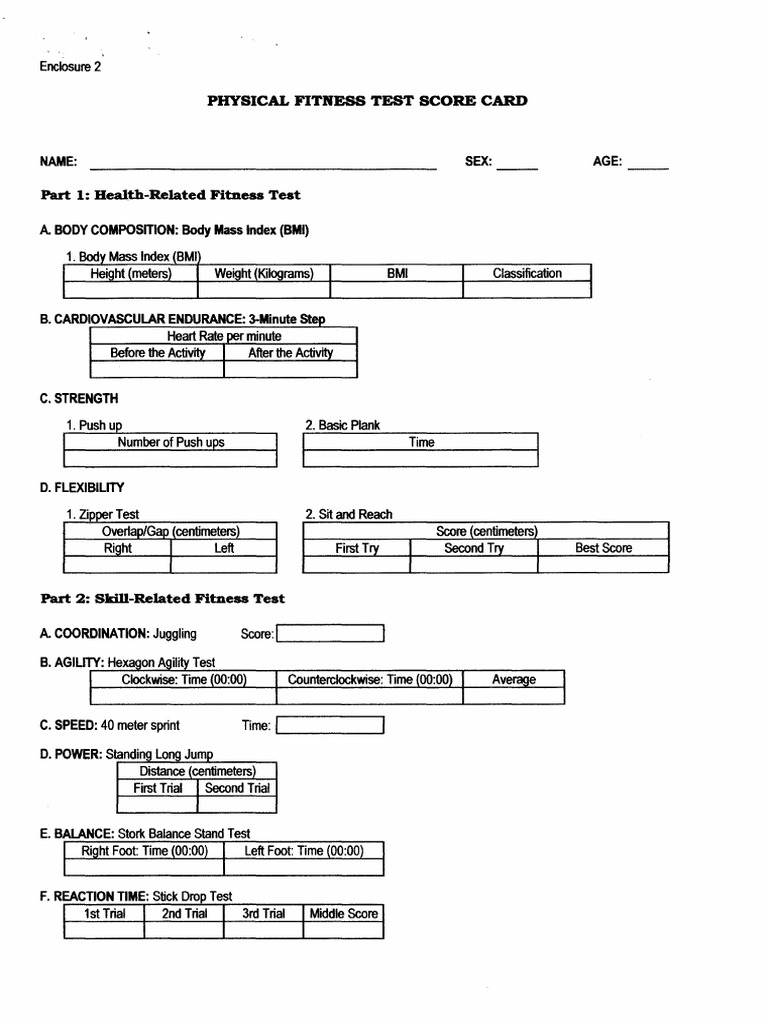 PFT Score Form | PDF