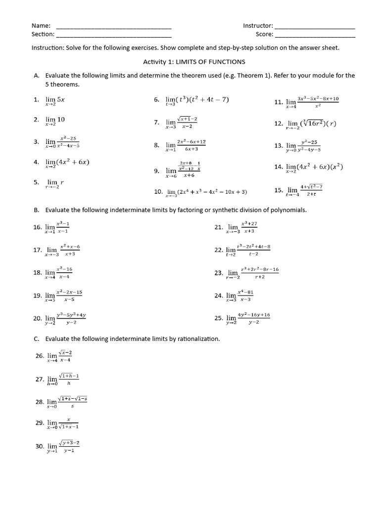 Act 1 Limits of Functions | PDF
