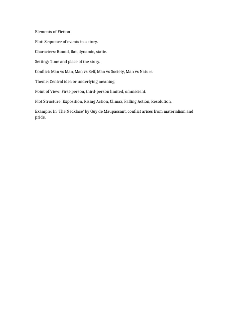 Notes On Literature 2 Fiction | PDF