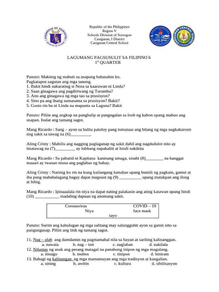 Exam Filipino | PDF