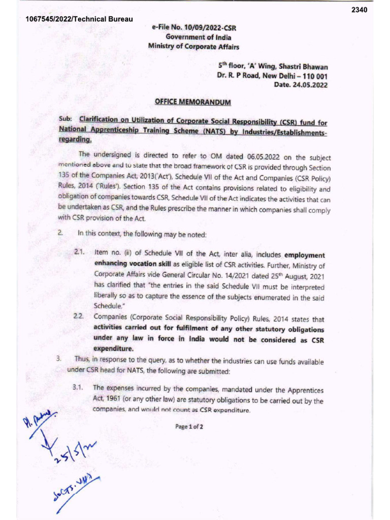 CSR Guidelines For NATS | PDF
