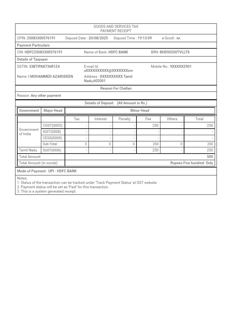 GST Challan Receipt | PDF