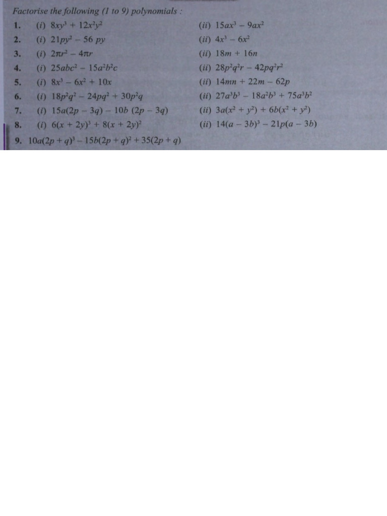 Polynomial Factorisation Worksheet Pdf