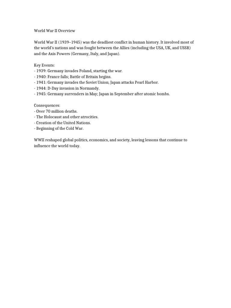 World War II Key Events and Impact | PDF