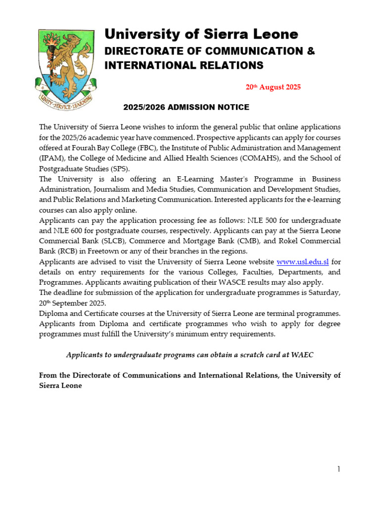 USL 2025/2026 Admission Requirements | PDF | Bachelor's Degree ...