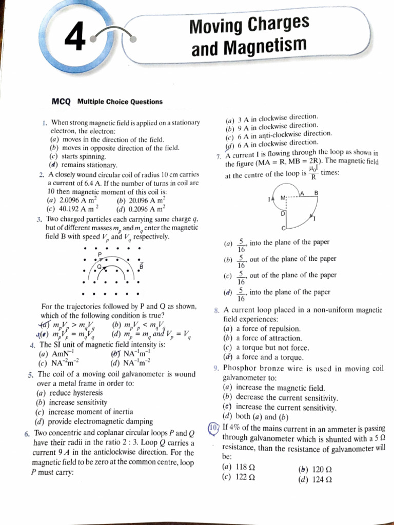 Mcq Of Magnetic Field And Magnetism Pdf