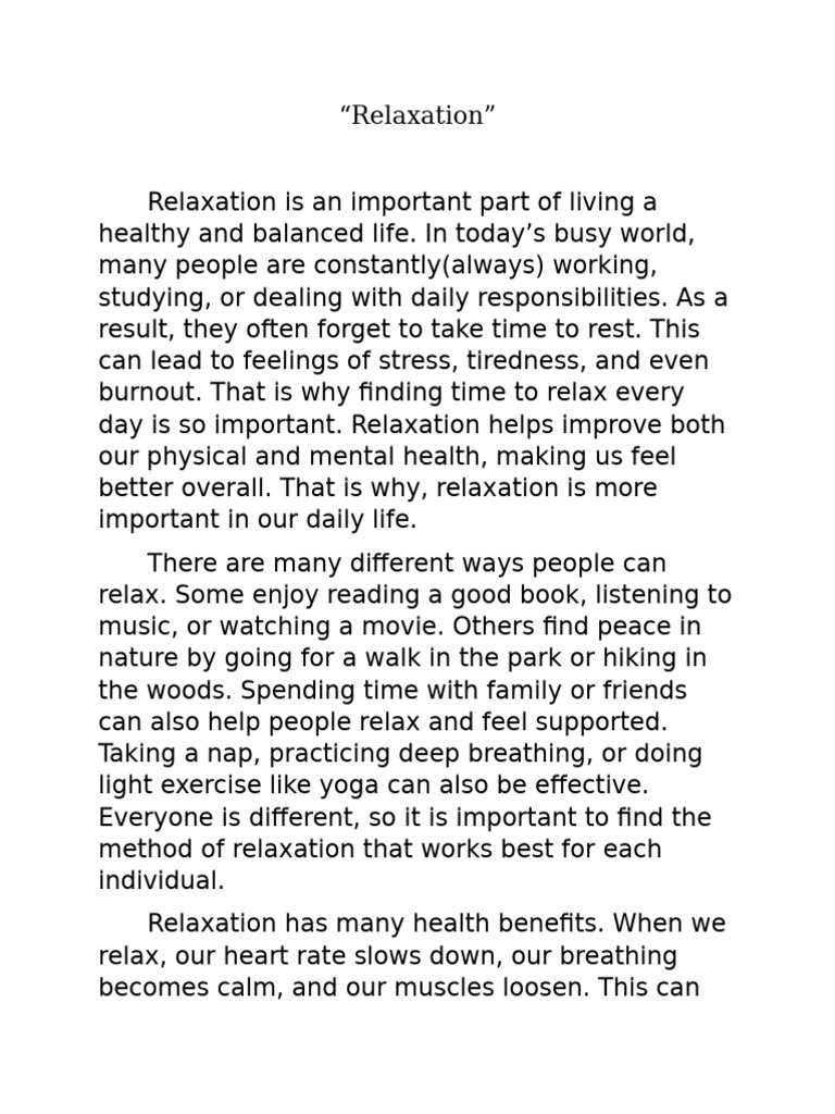 Importance of Daily Relaxation Techniques | PDF