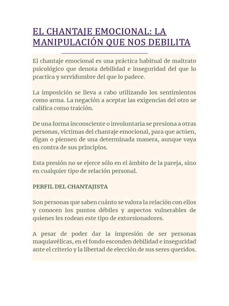 El Chantaje Emocional | PDF | Temor | Las emociones