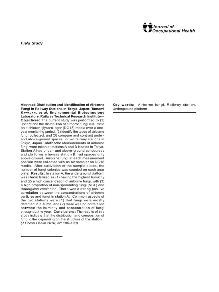 Airborne Fungi in Tokyo Railway Stations | PDF | Fungus