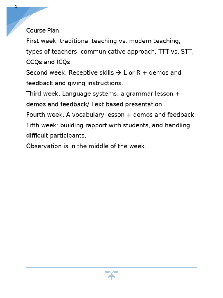 TEFL Course Plan | PDF