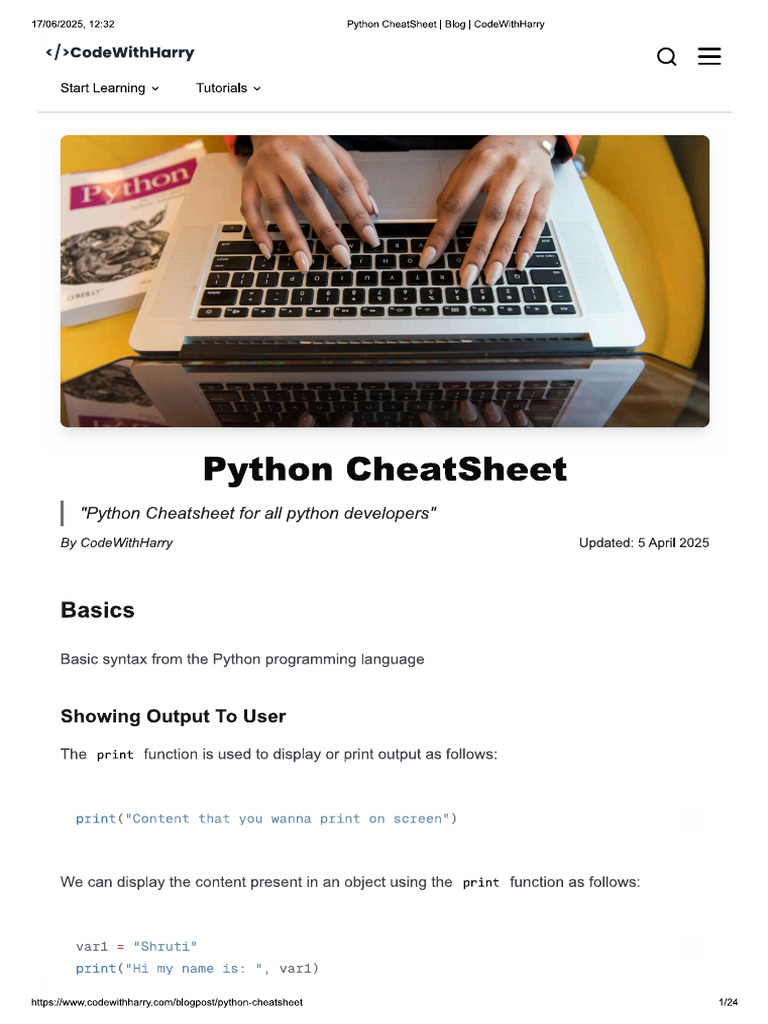 Python Cheat Sheet | PDF