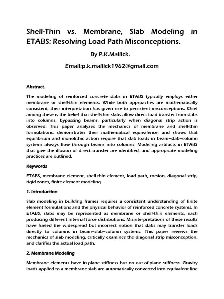 Shell-Thin vs. Membrane, Slab Modeling in ETABS-1 | PDF | Beam ...