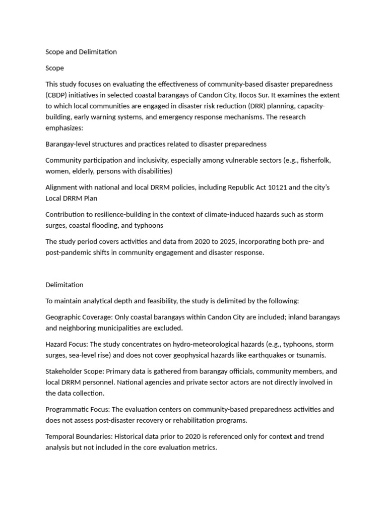 Scope and Delimitation Draft | PDF