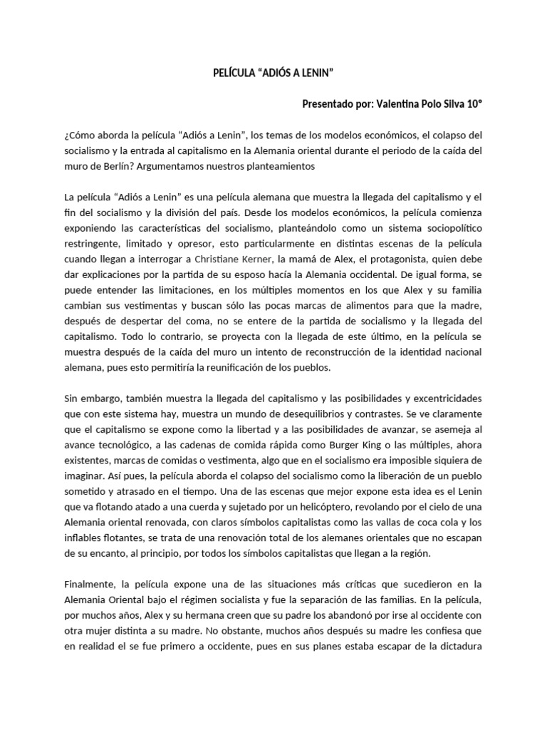 PELÍCULA Adiós Lenin | PDF