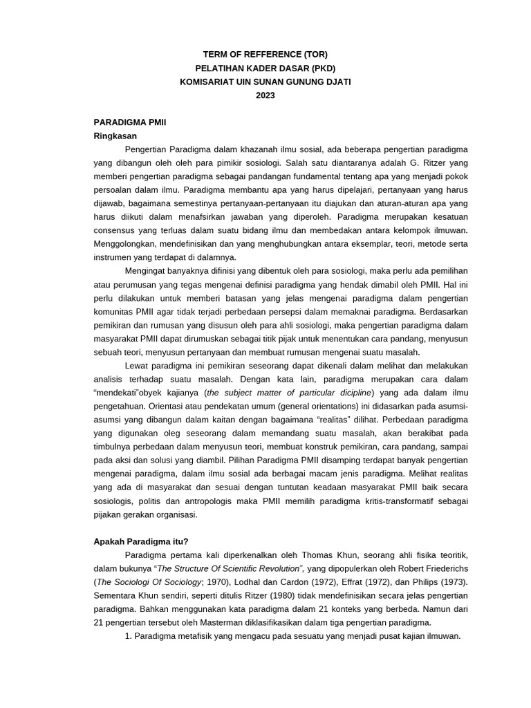 Paradigma Kritis-Transformatif PMII | PDF
