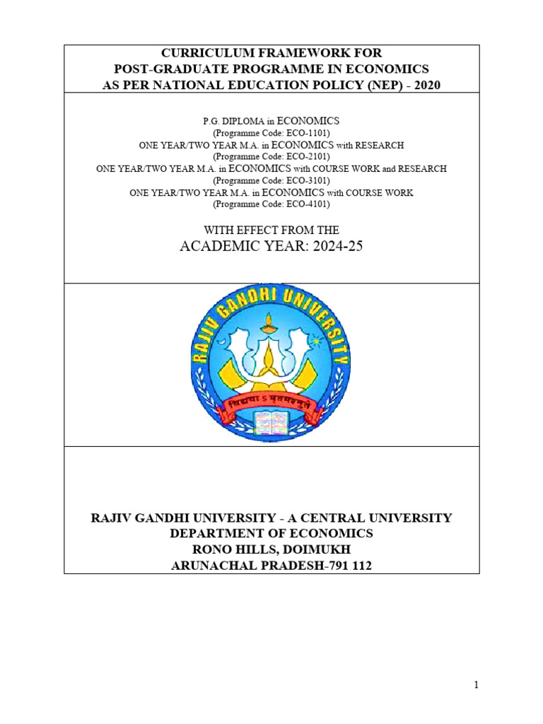 NEP 2020 Economics Curriculum Framework | PDF | Keynesian Economics ...