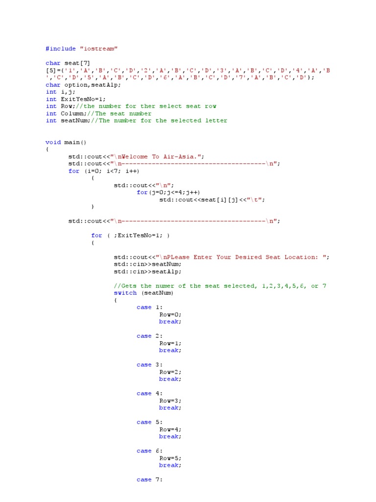 Air-Asia Seat Selection Program | PDF | Software Engineering | Computer ...
