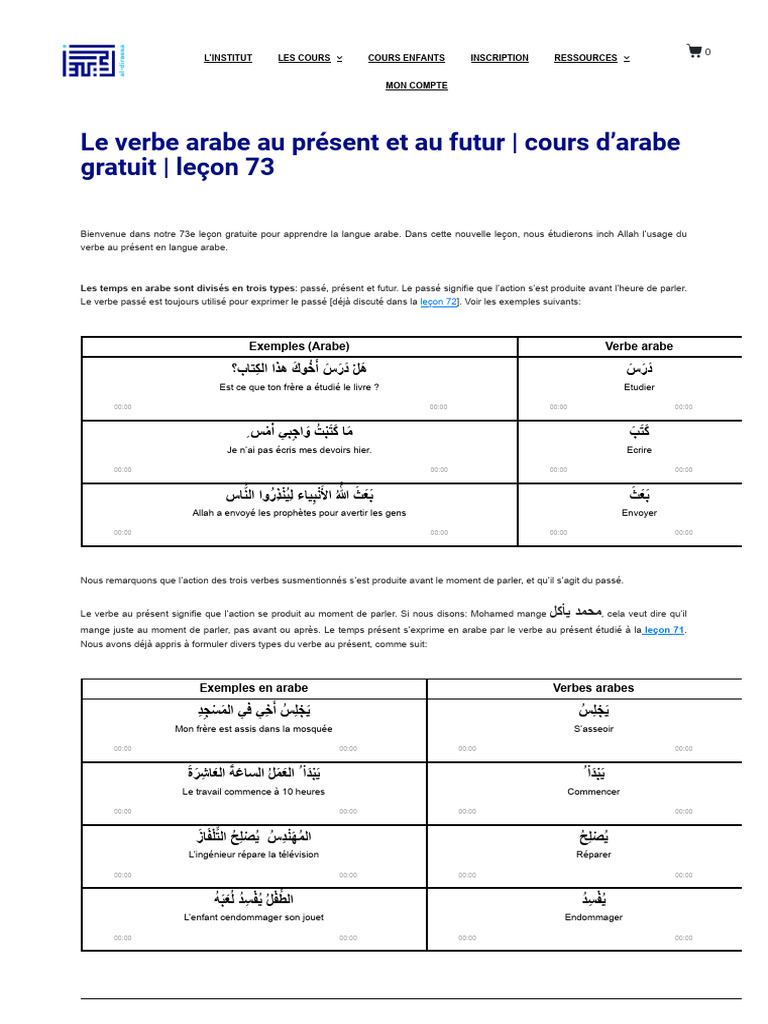 Conjugaison des verbes arabes | PDF | Verbe