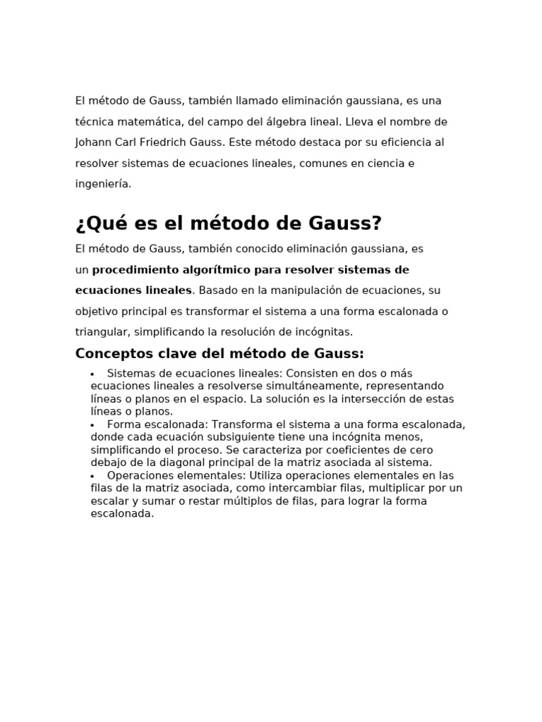 El método de Gauss | PDF