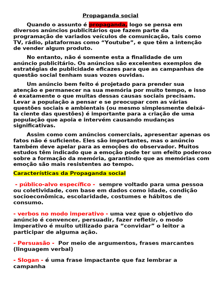 Estratégias de Propaganda Social Eficaz | PDF | Publicidade | Propagandismo