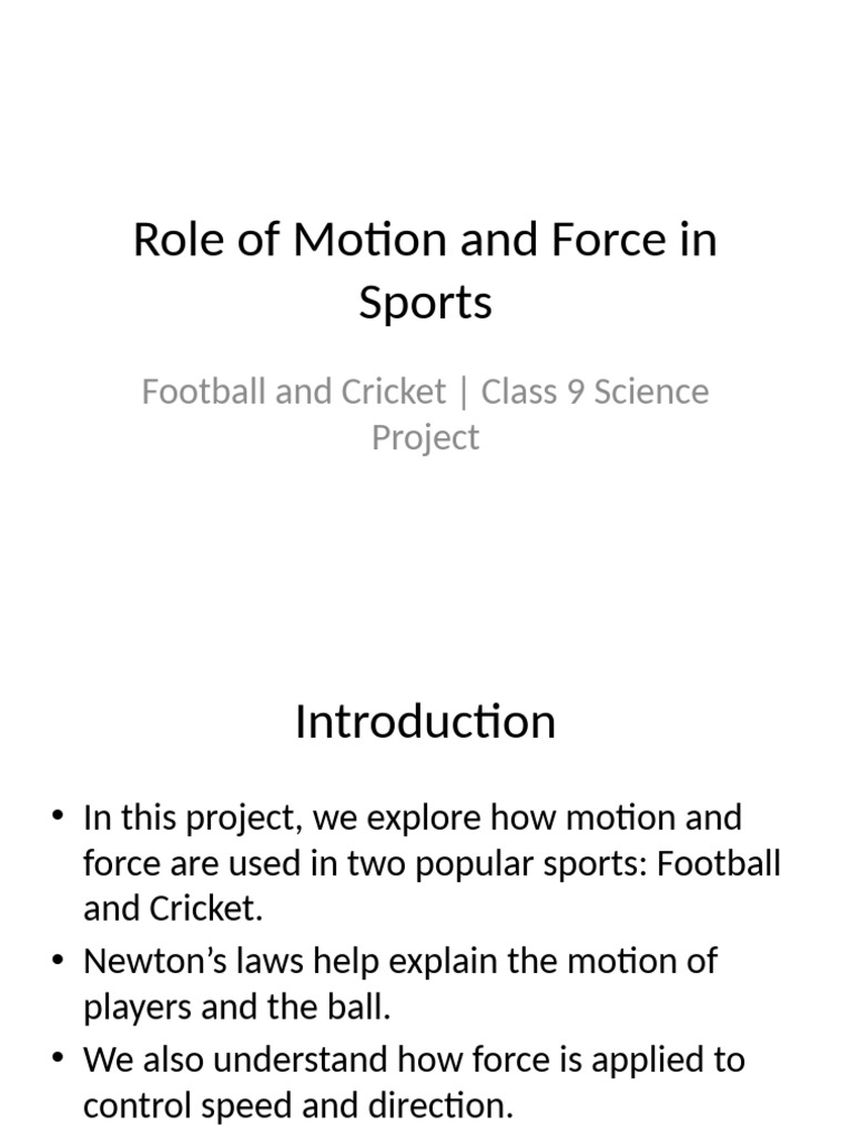 Motion and Force in Football & Cricket | PDF