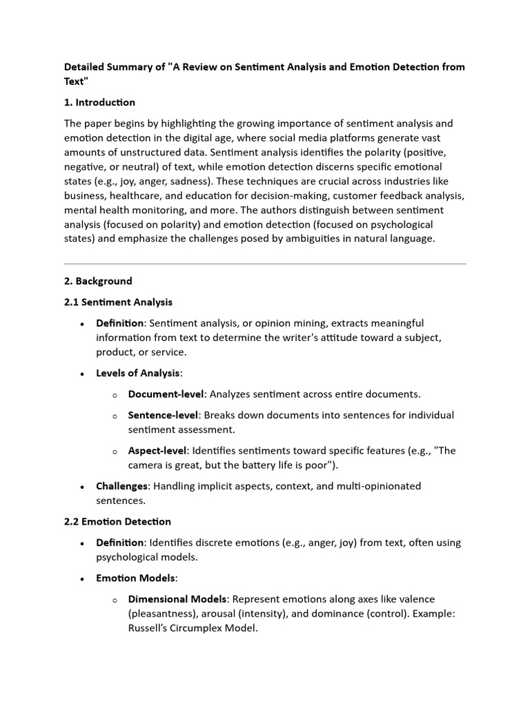 A Review On Sentiment Analysis and Emotion Detection From Text | PDF ...